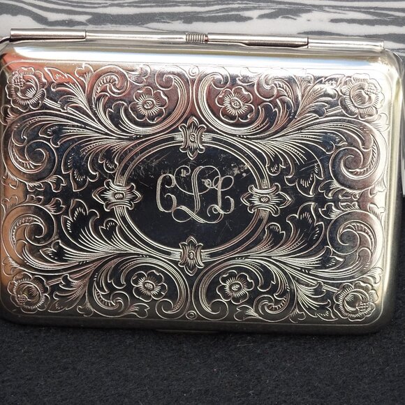 N/A | Accessories | Vintage Silver Tone Hand Engraved Cigarette Case ...